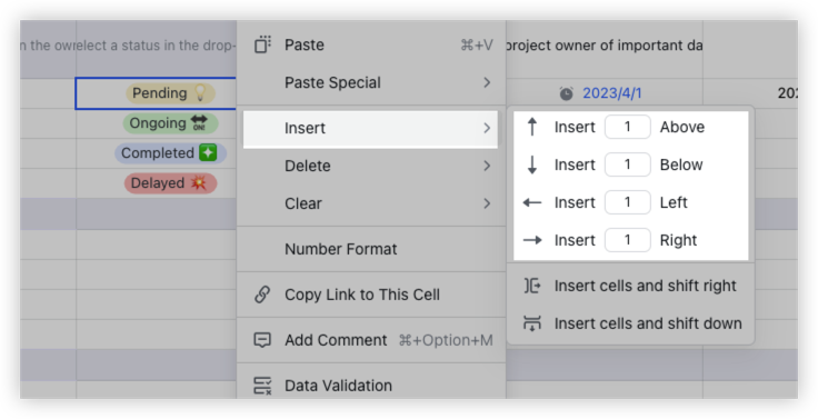 Insert rows, columns, and cells, and adjust row height/column width in ... Insert rows, columns, and cells, and adjust row height/column width in ...