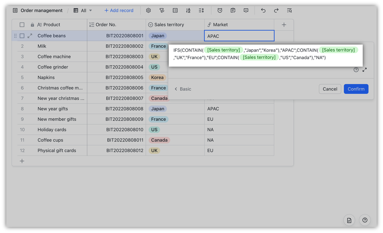 Use the CONTAIN function for Base