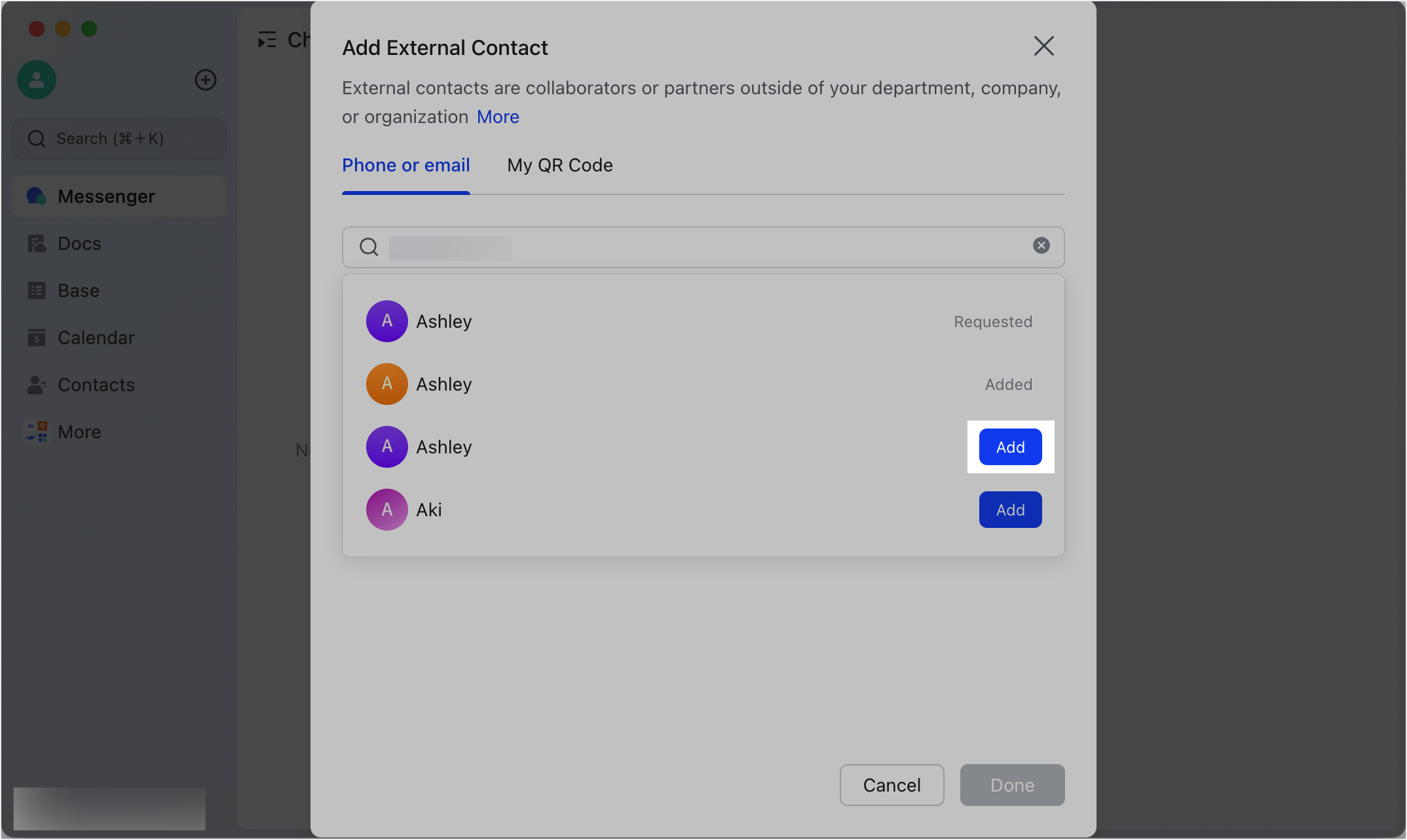 Add or delete external contacts