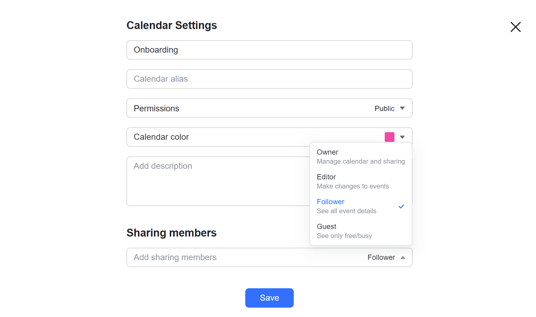 Create and manage public calendars