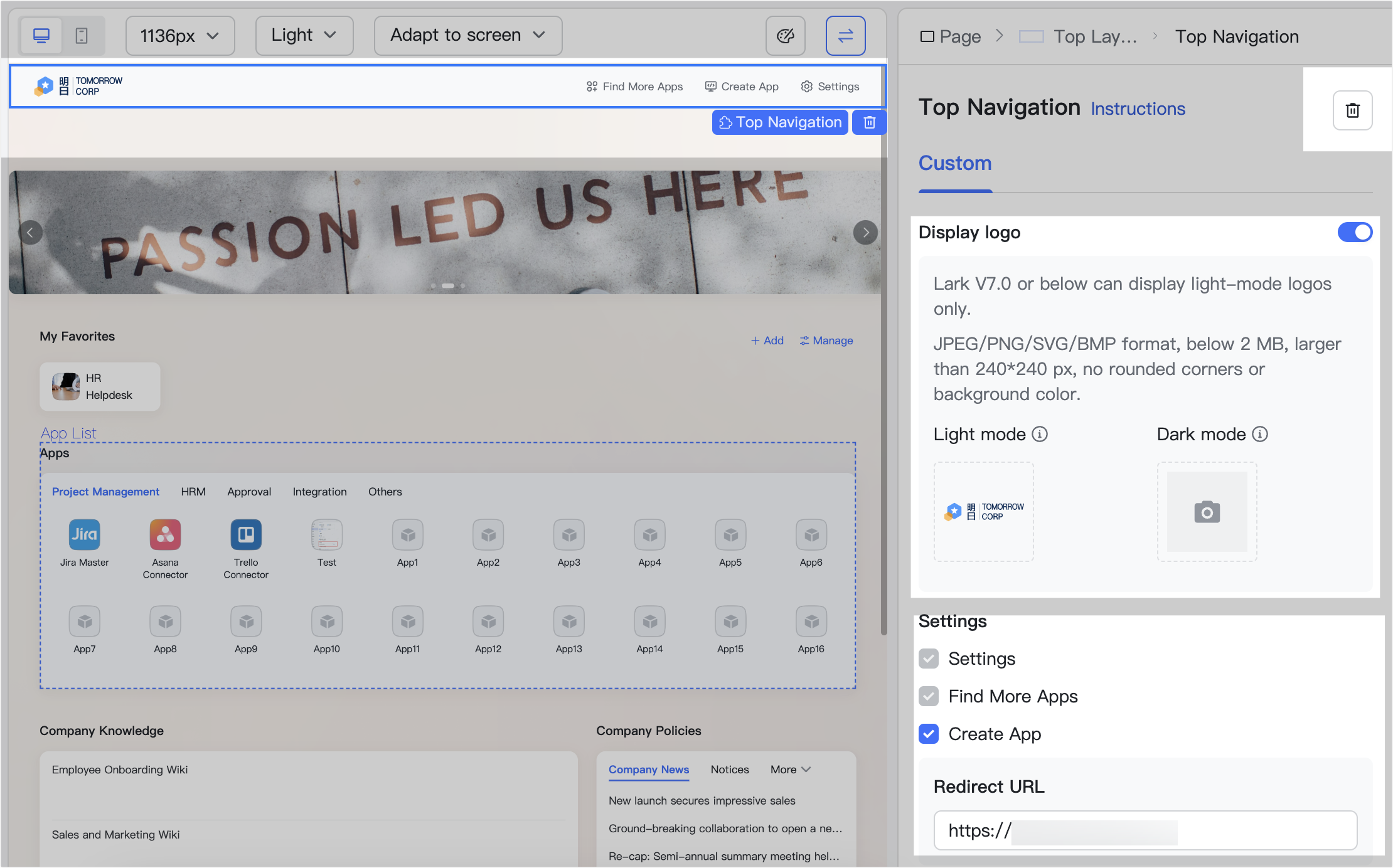 Use the Top Navigation block