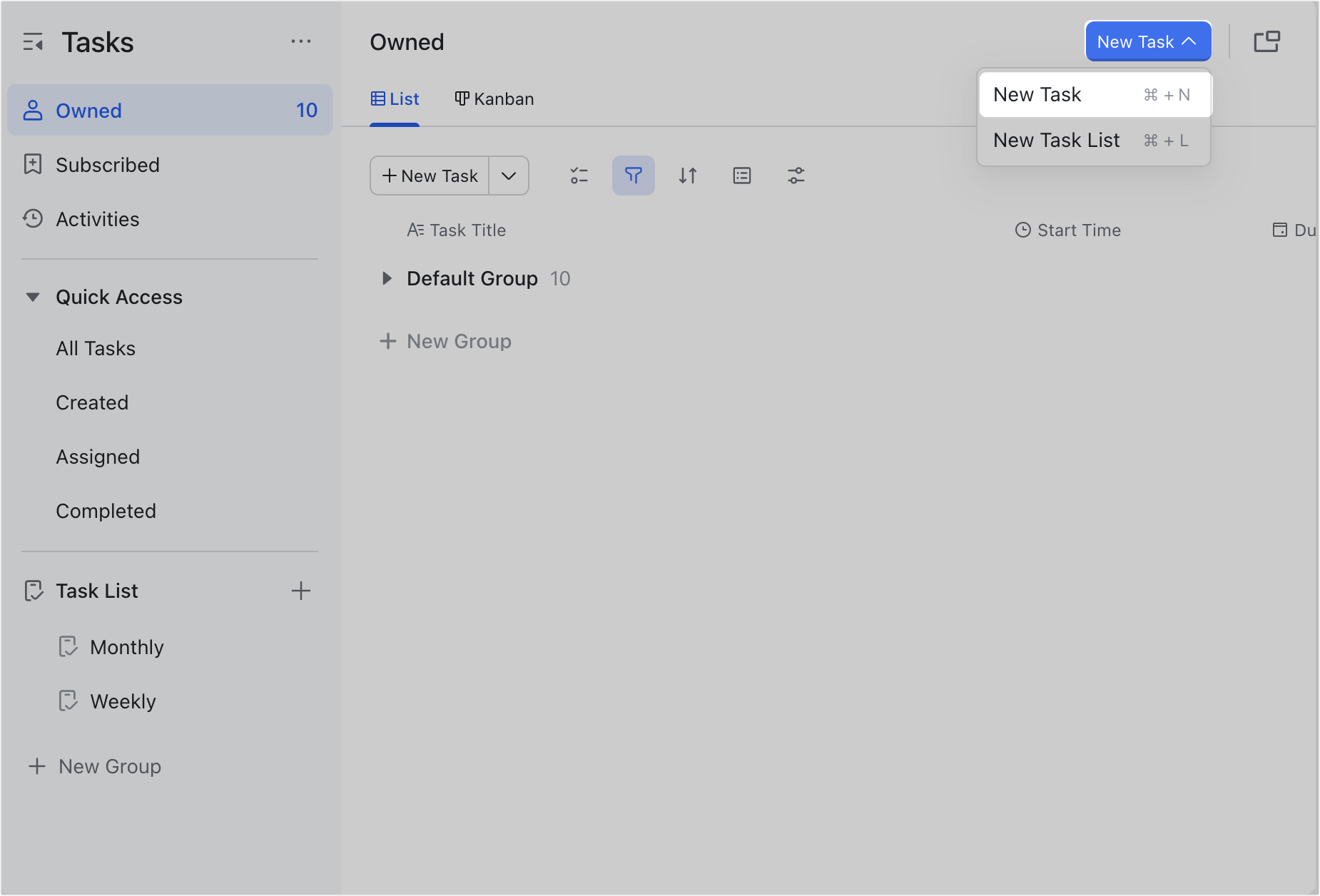 Create tasks Create tasks