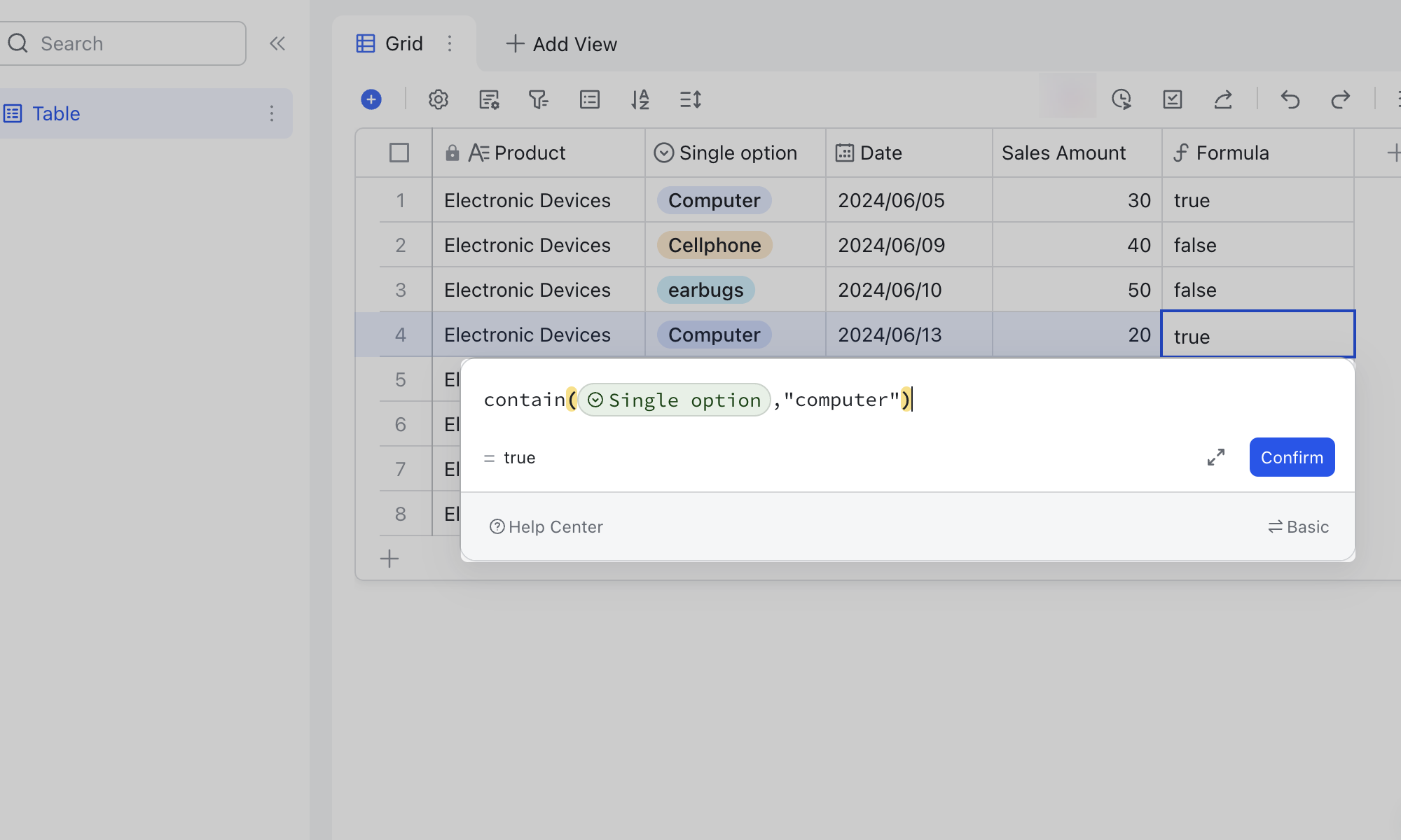Use the CONTAIN function for Base