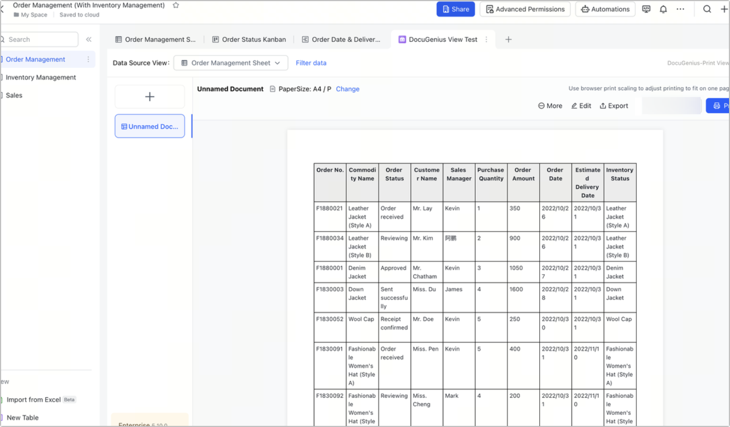 Automatically typeset and print with DocuGenius