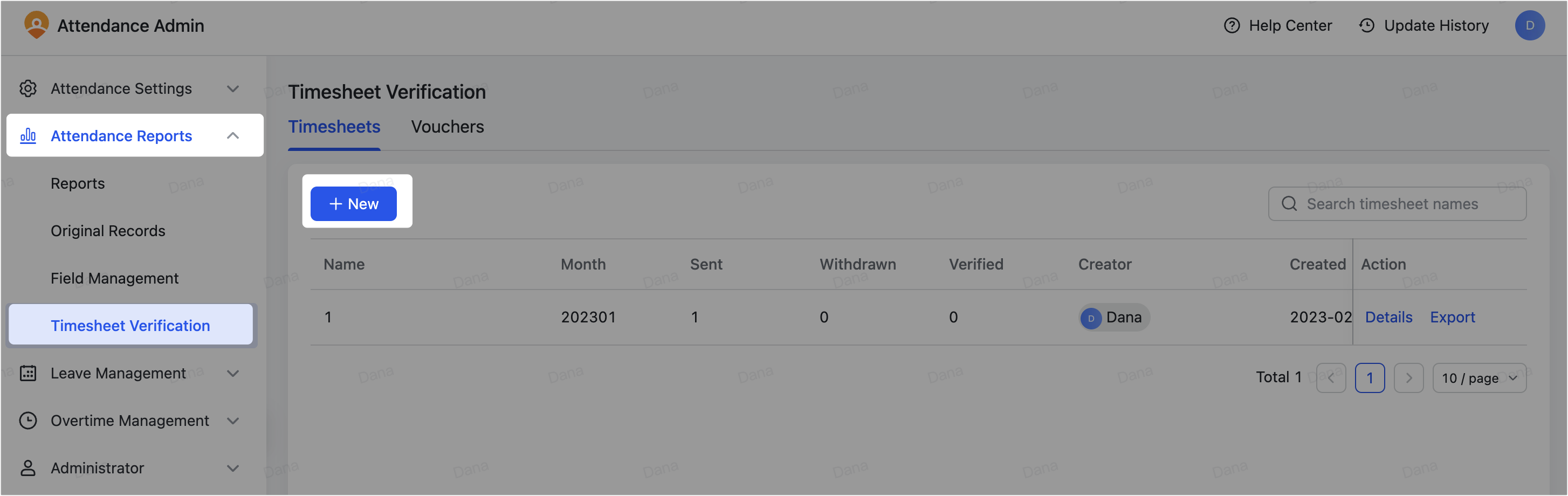 Admin | Manage attendance timesheets