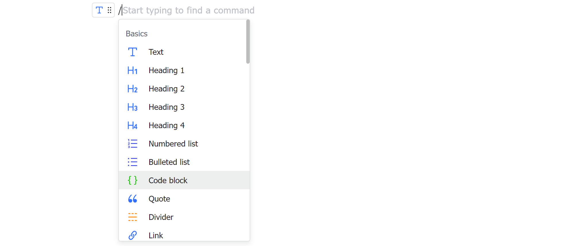 Insert code blocks in Docs