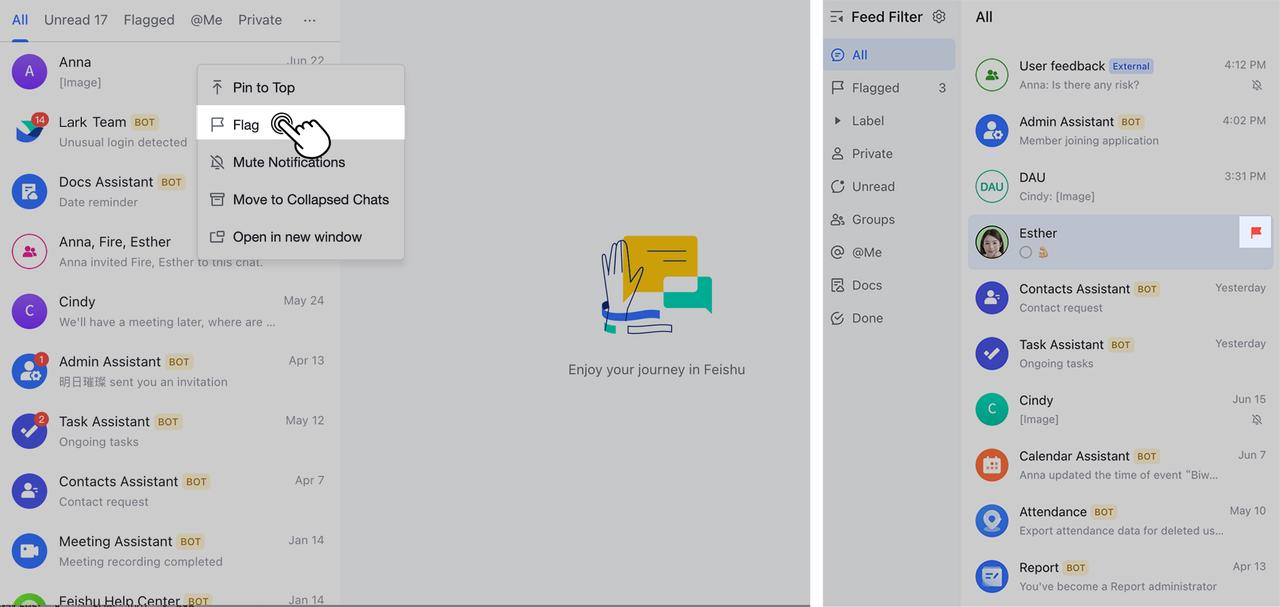 Flag chats and messages