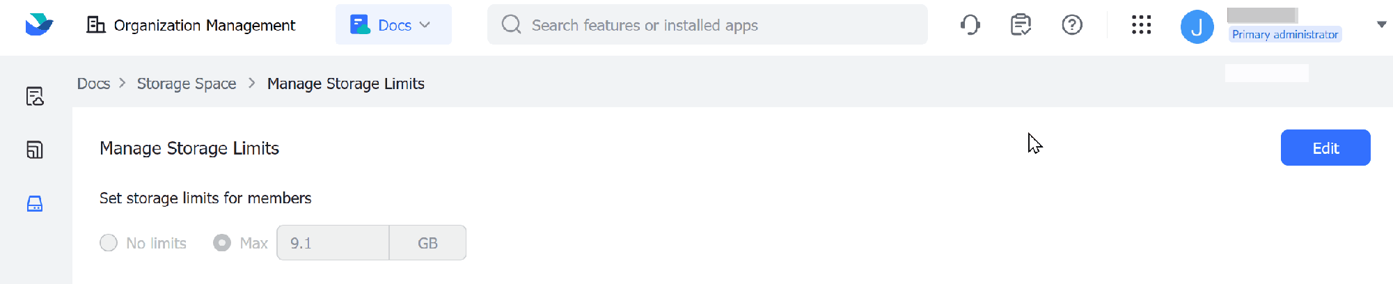 Admin | Set Lark Docs storage limit