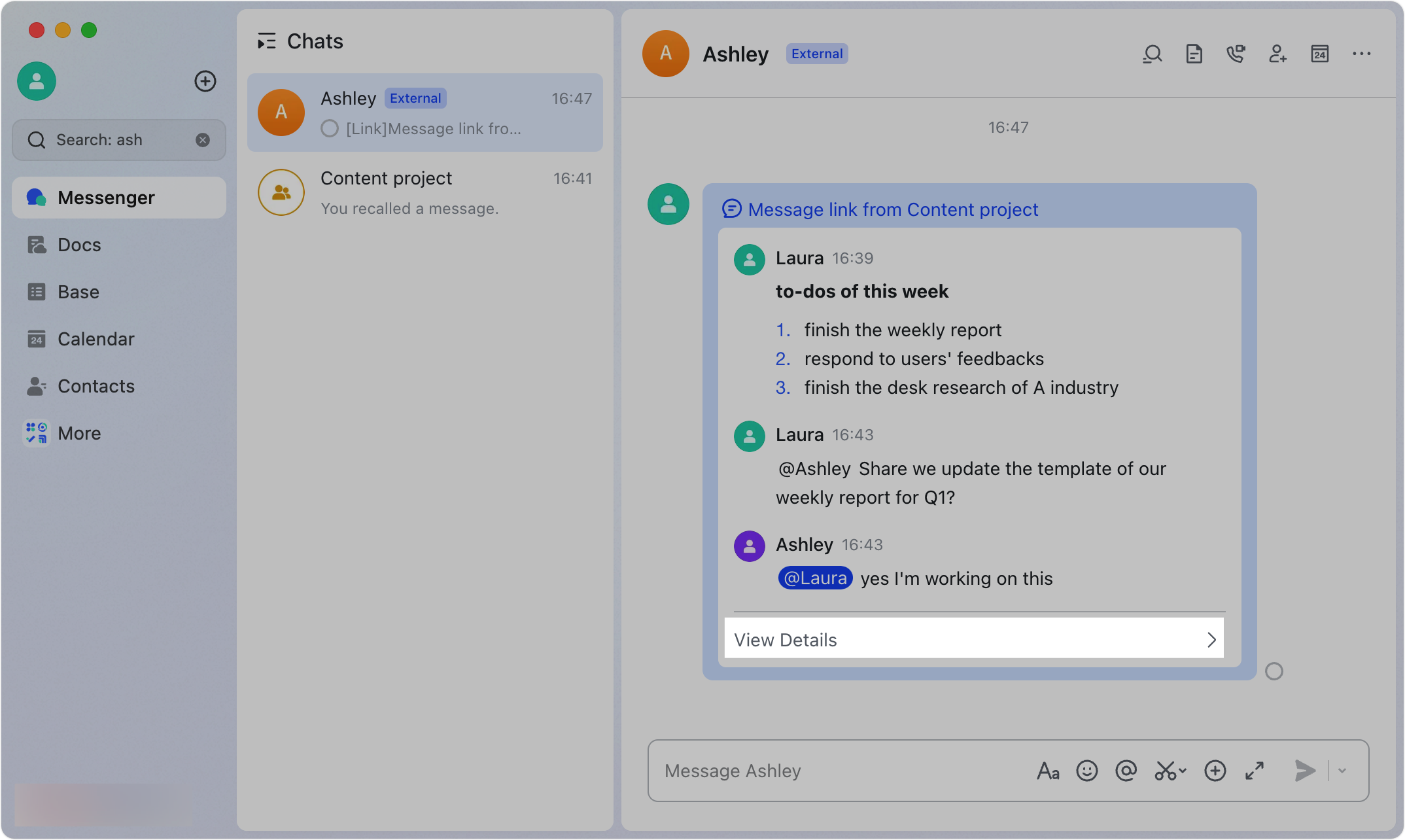 Copy and paste a message link