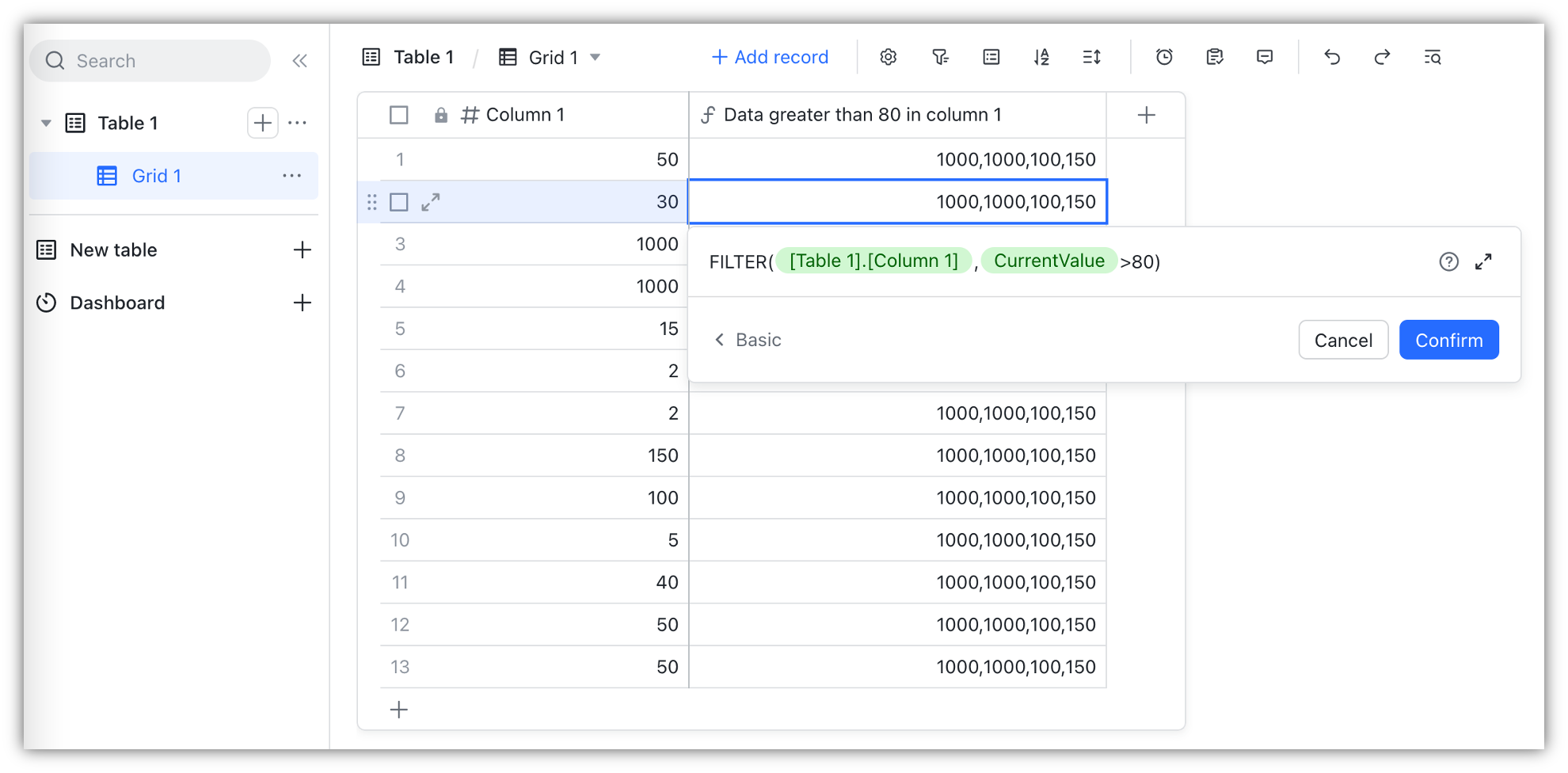 Sử dụng chức năng FILTER