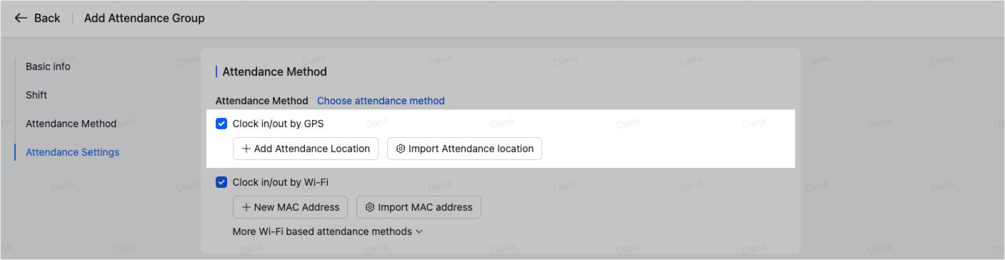 Admin | Set up attendance group