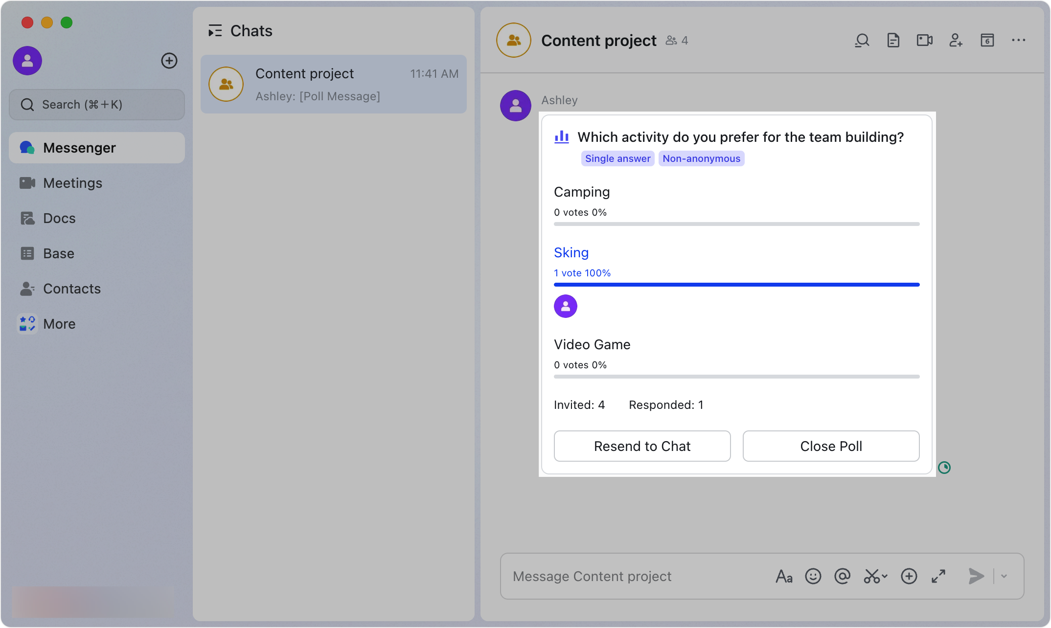 Create a poll in a group chat