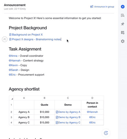 Write an effective group announcement