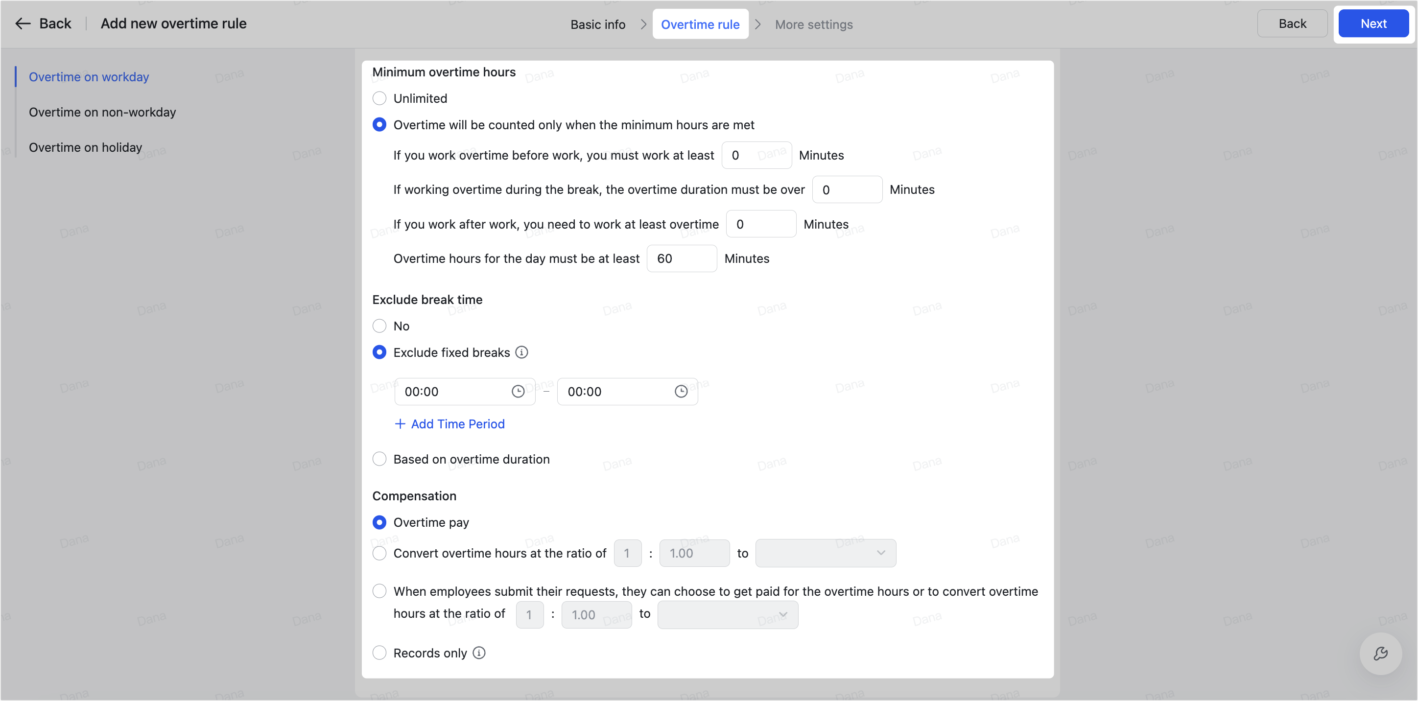 Admin | Configure overtime rules