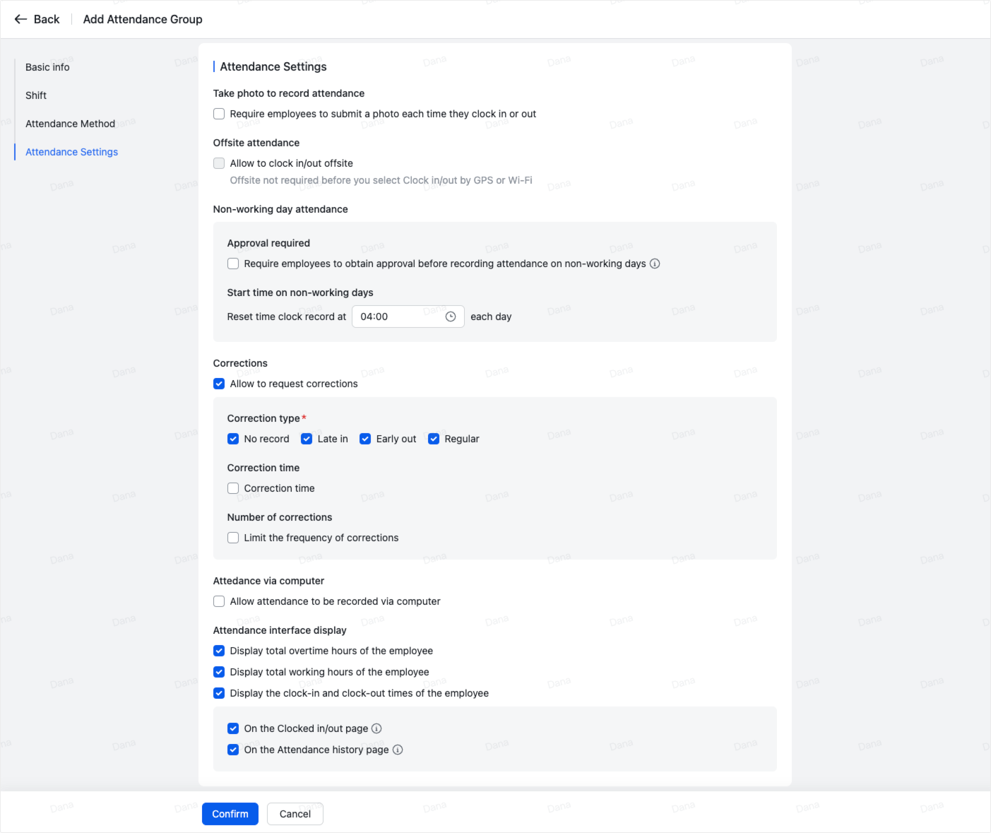 Admin | Set up attendance group