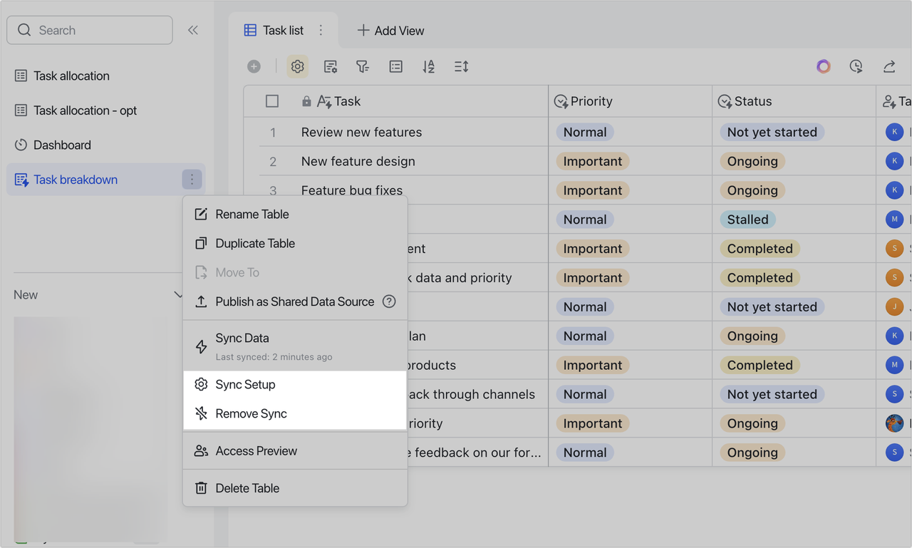 Sync data between bases