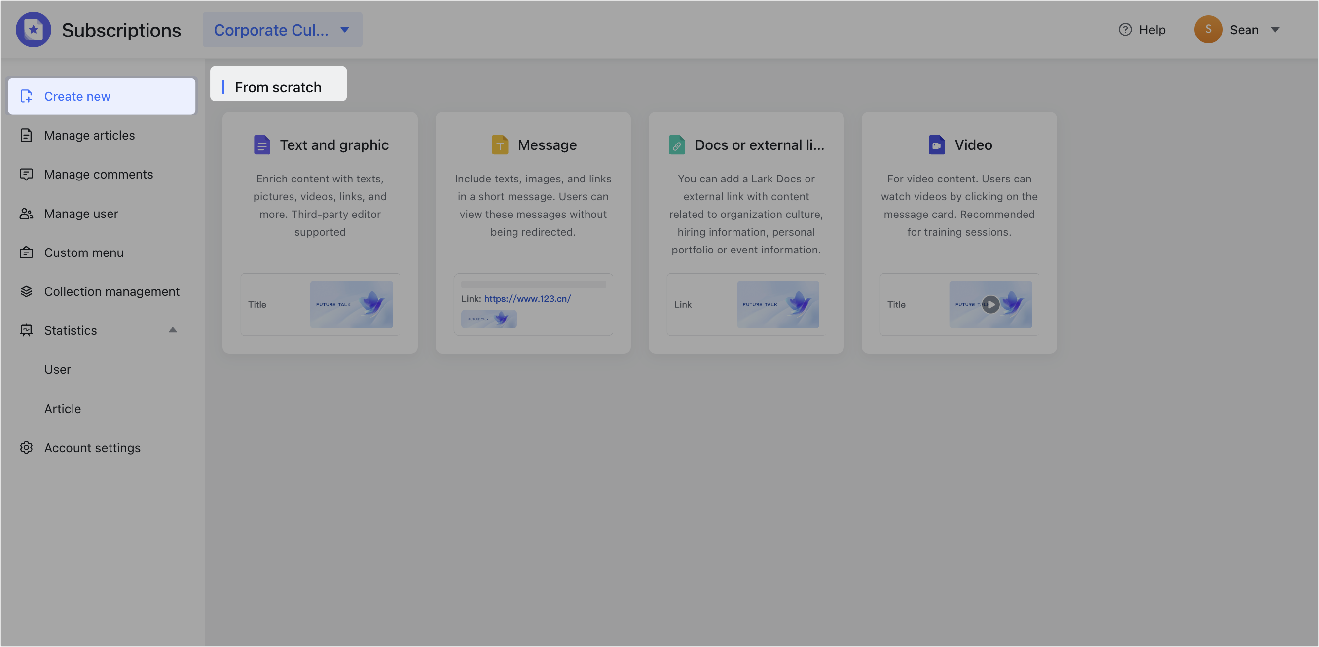 Create and send Subscriptions content