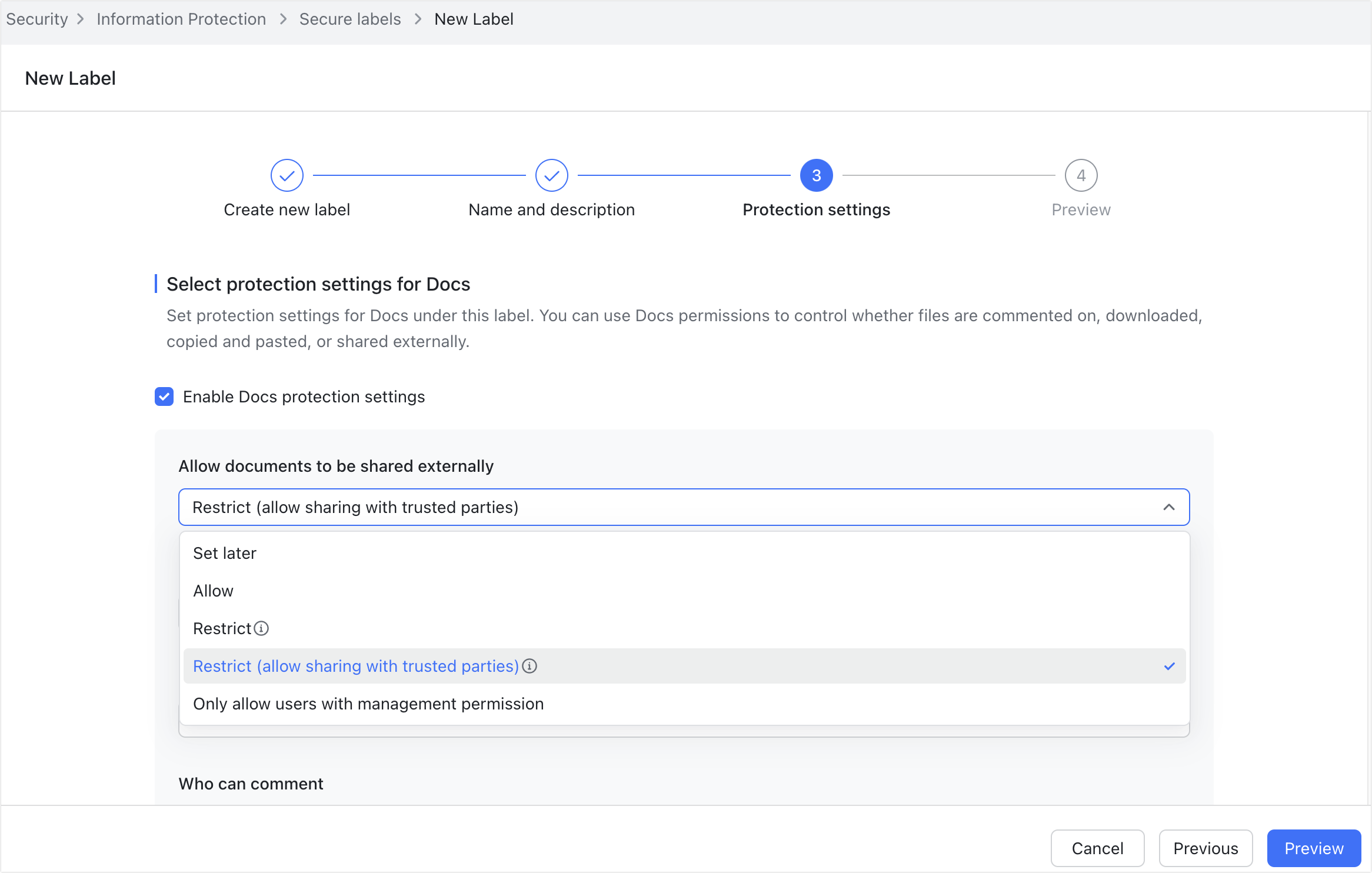 Admin | Create secure labels and label policies