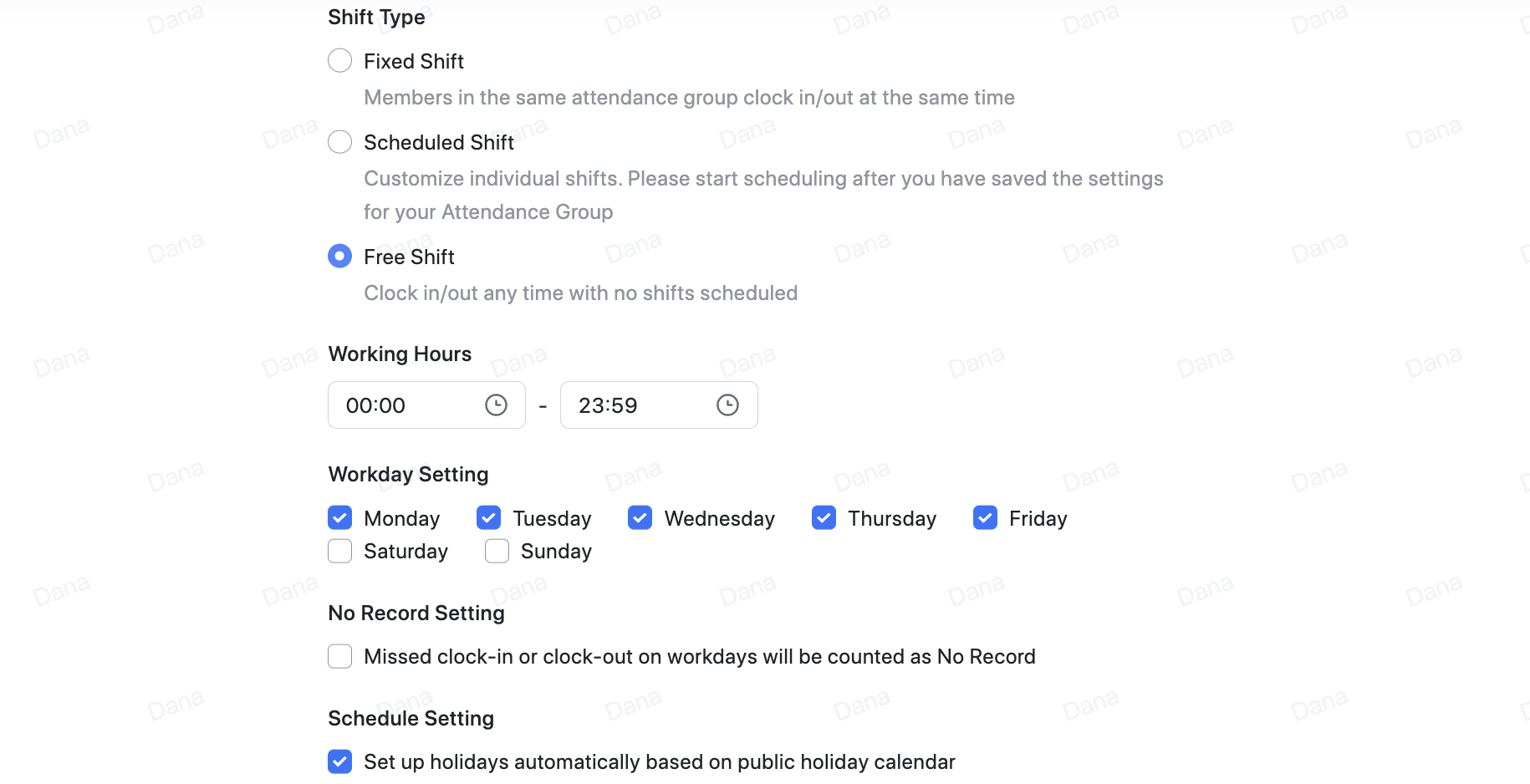Admin | Set overtime rules for different shifts