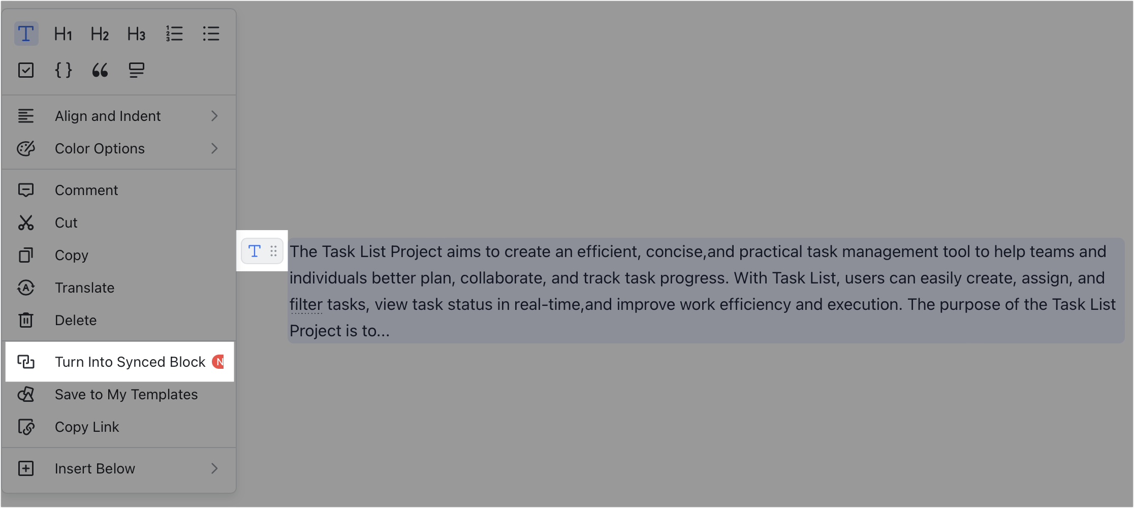 Use synced blocks in Docs