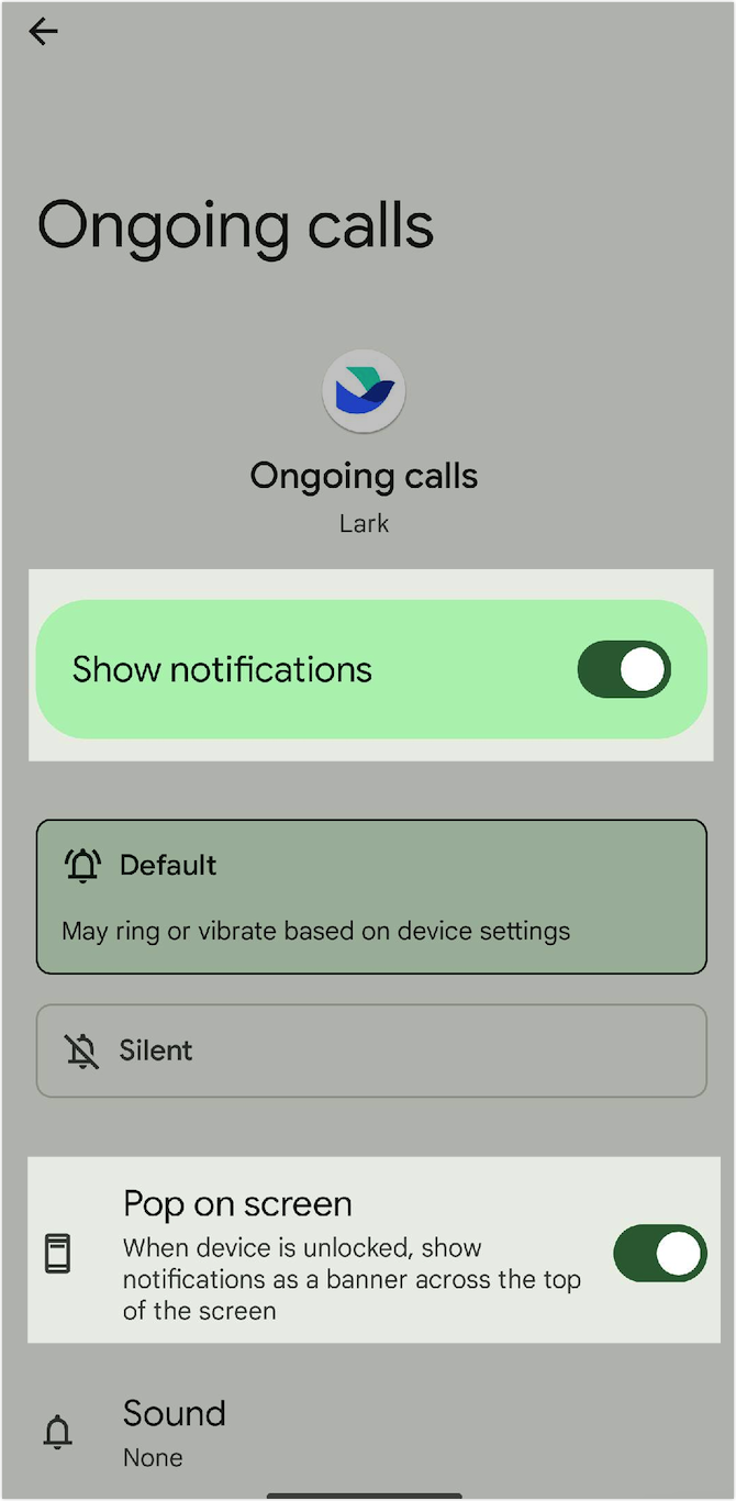 Turn on VoIP notification on Android devices