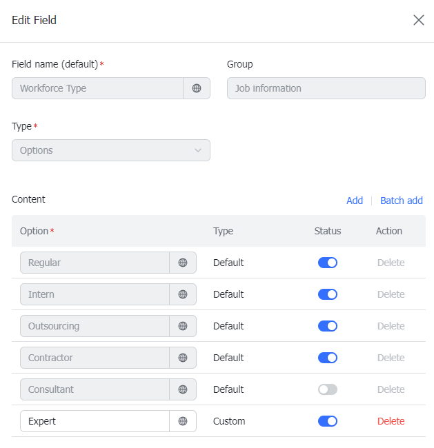 Admin | Custom workforce types