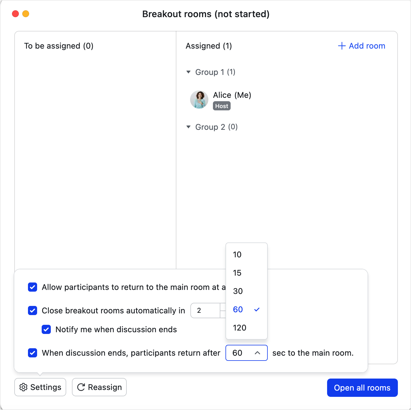 Use breakout rooms