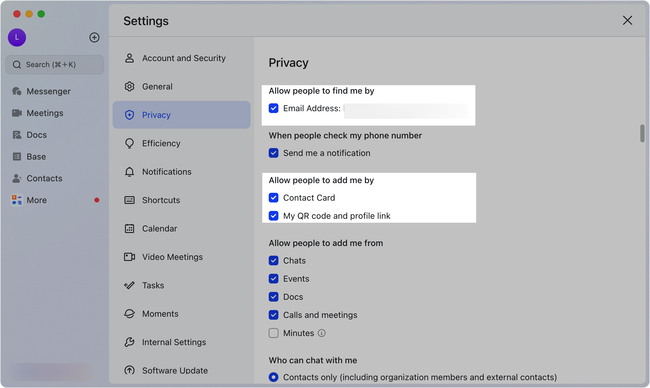 Add or delete external contacts
