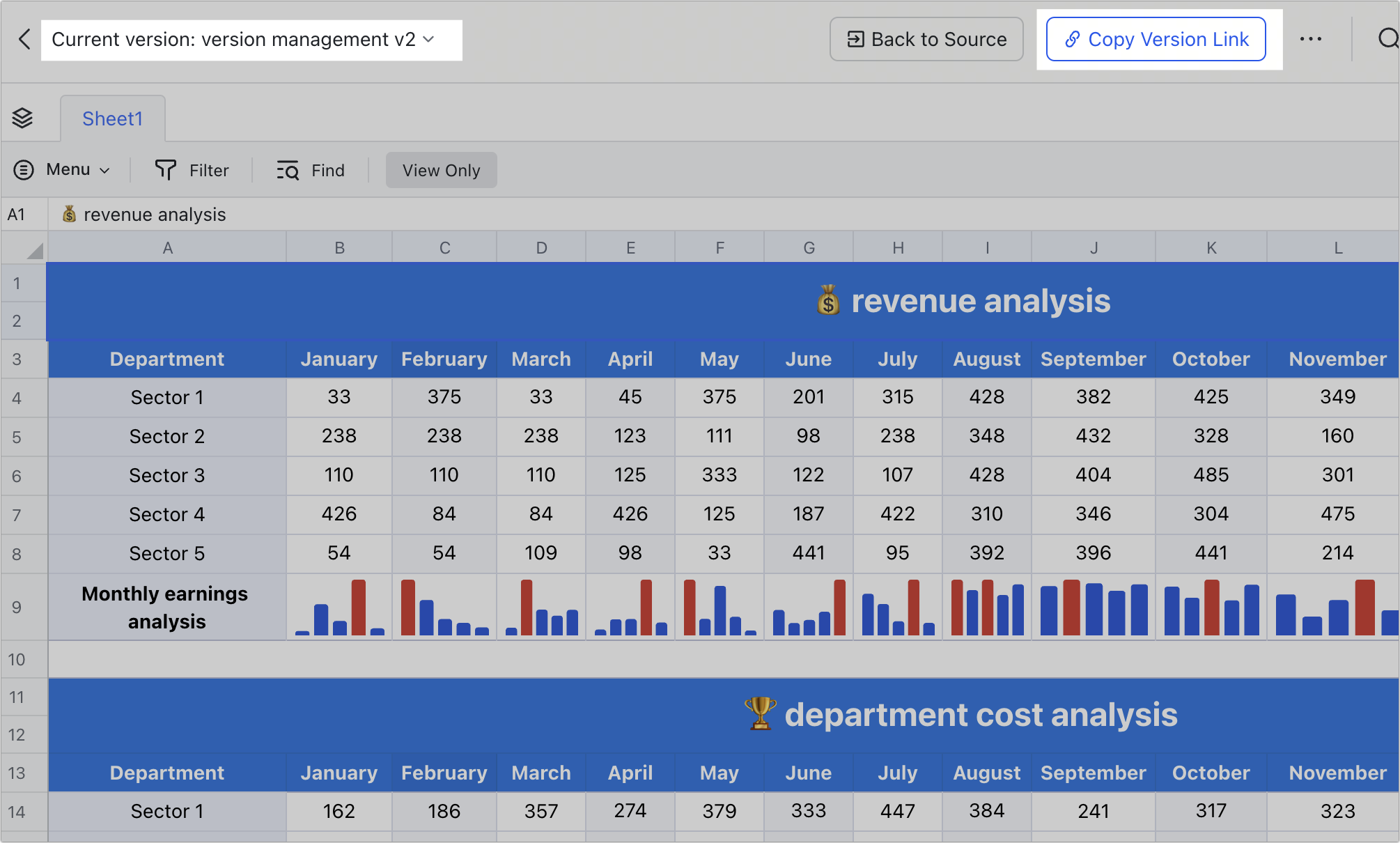 Use version management in Sheets
