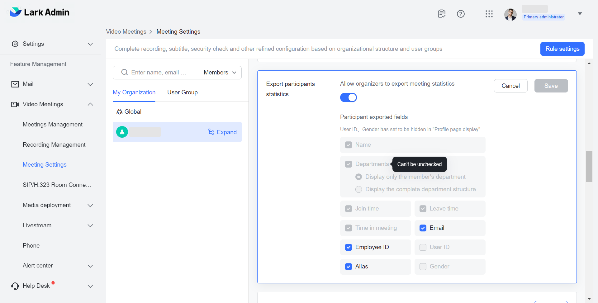View and export participant statistics