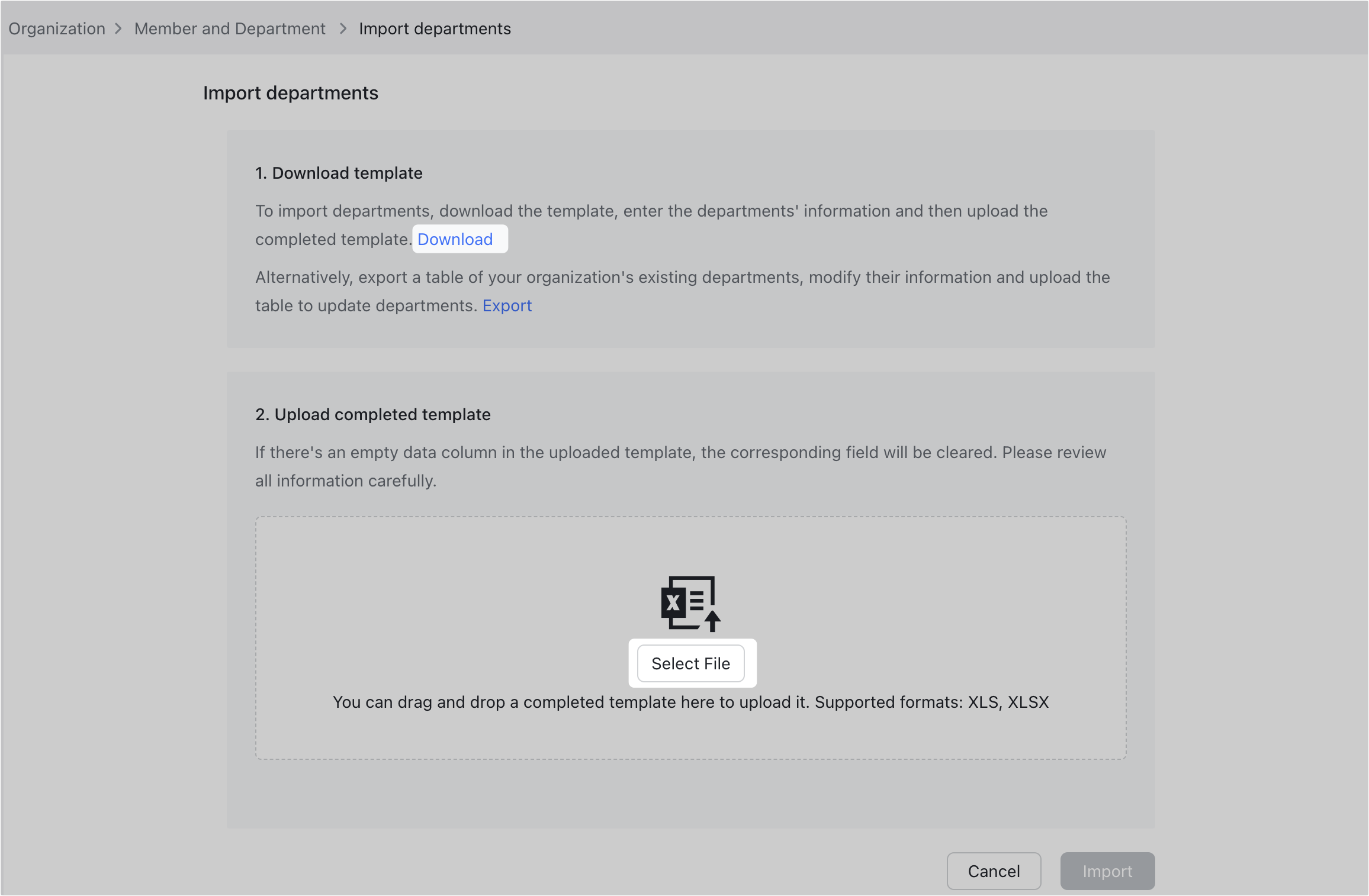 Admin | Create departments and department groups