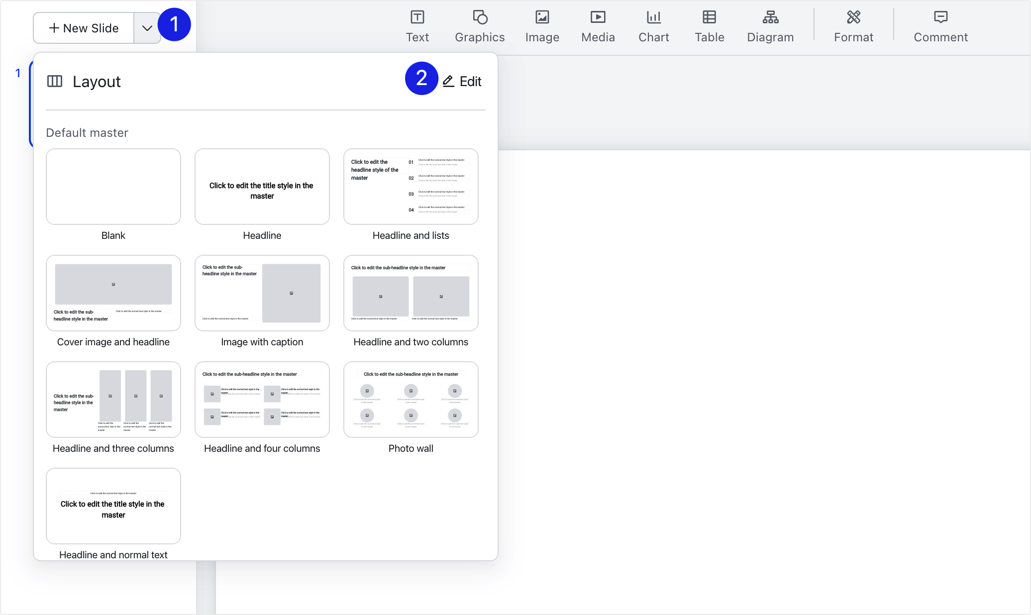 Set the slide master and layout