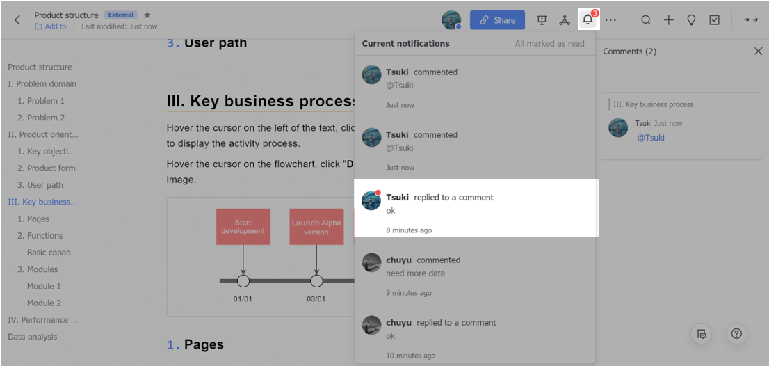 Use Current notifications in Docs