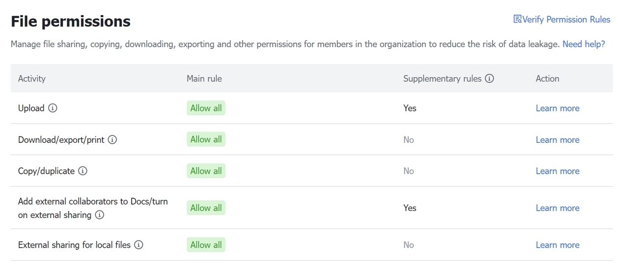Admin | Set up file operation permissions for members