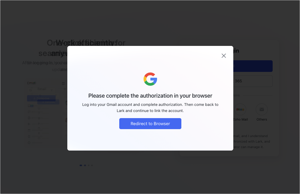Use a third-party business email account in Lark Mail