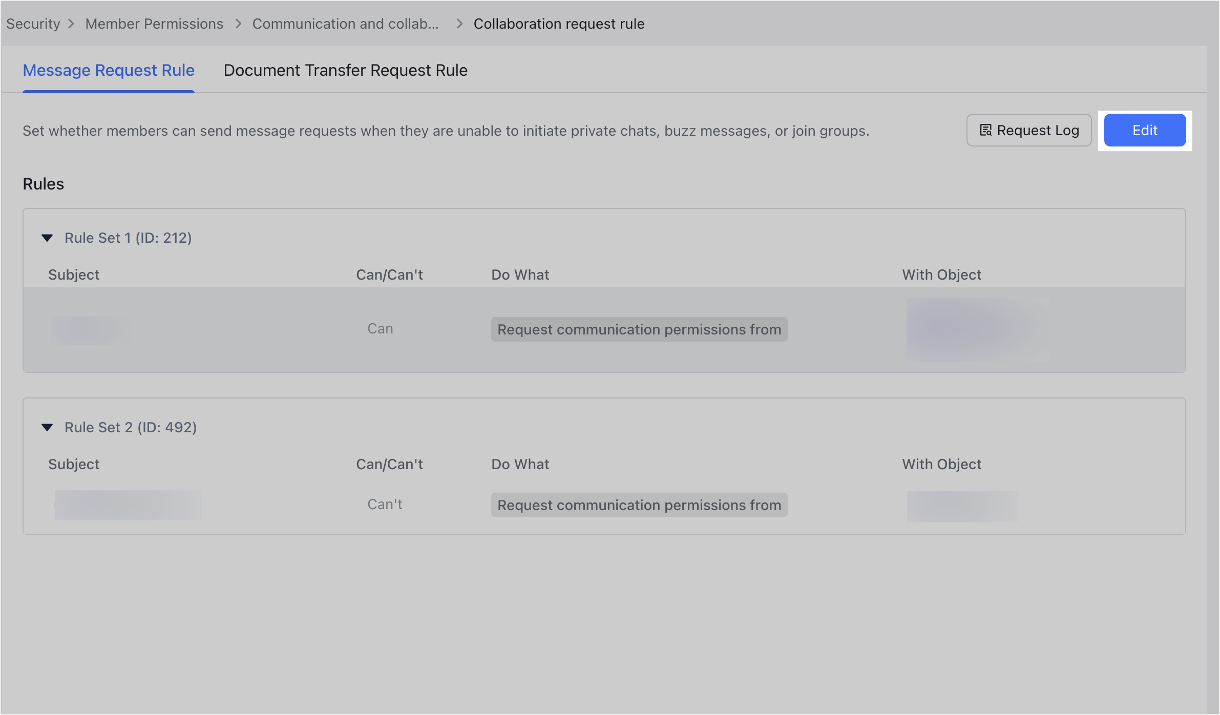 Admin | Manage member communication and collaboration permissions