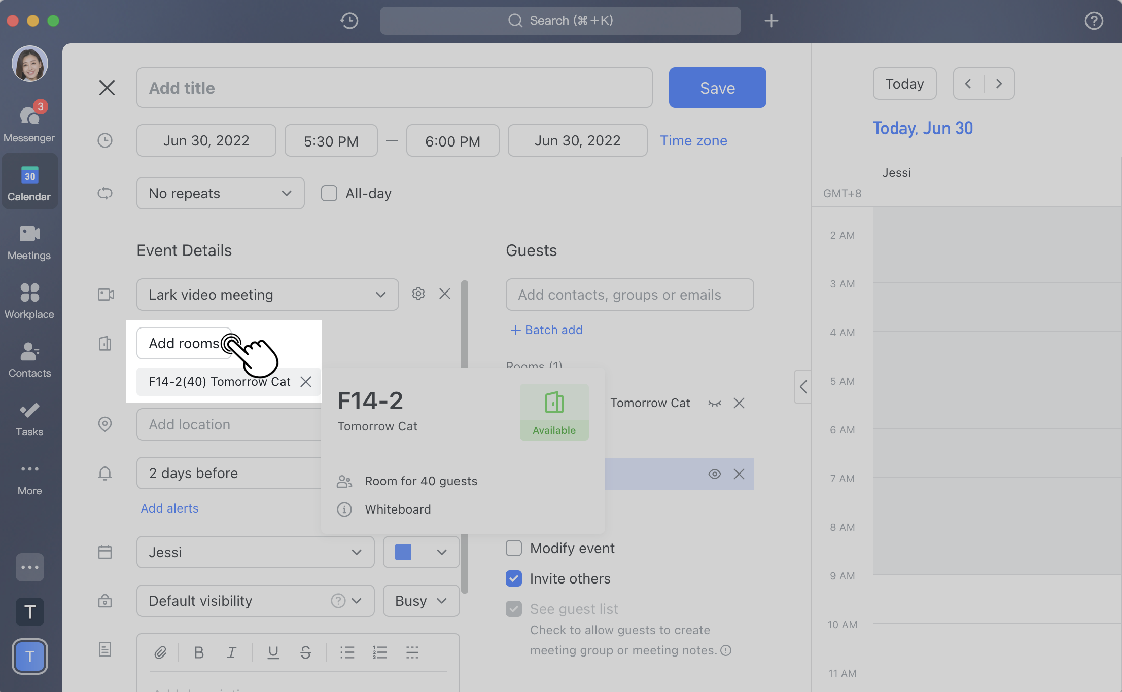 Reserve a Lark meeting room