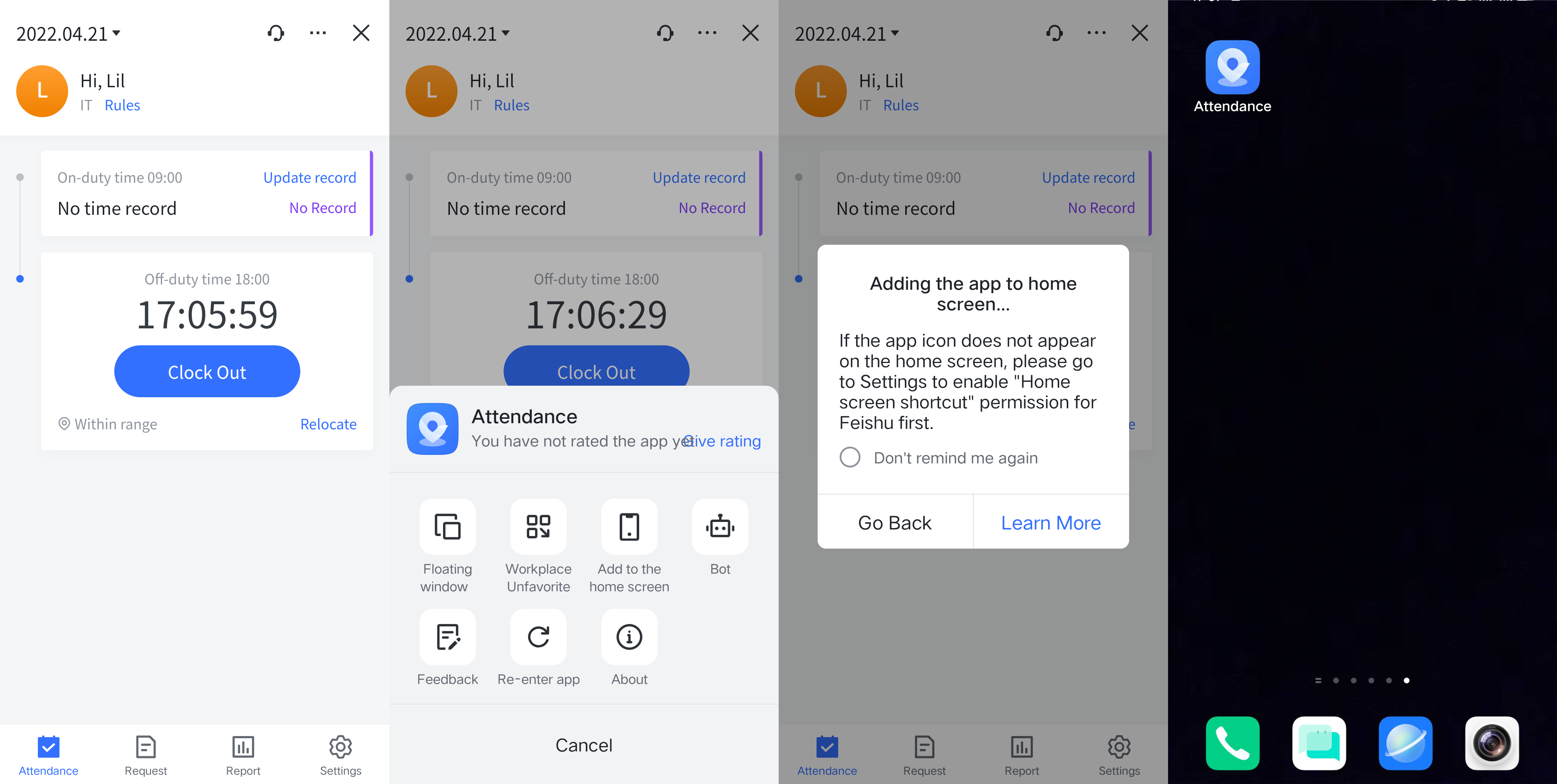Add an app to the home screen of a mobile device