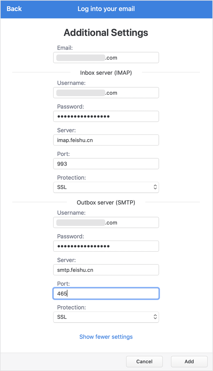 Đăng nhập vào Lark Mail thông qua một ứng dụng email của bên thứ ba
