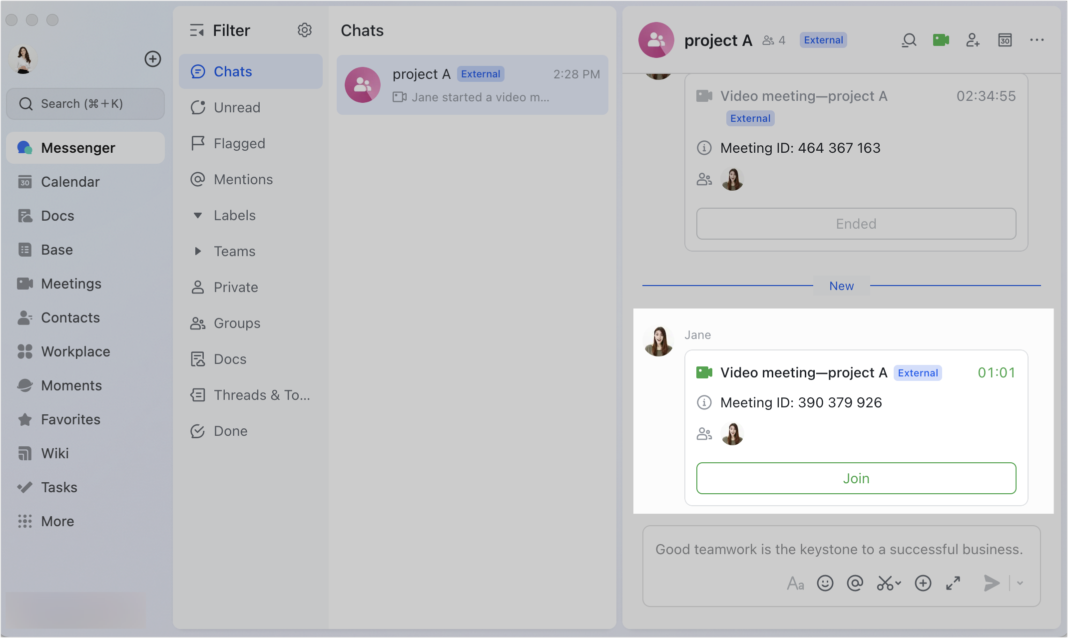 Start or join calls and video meetings