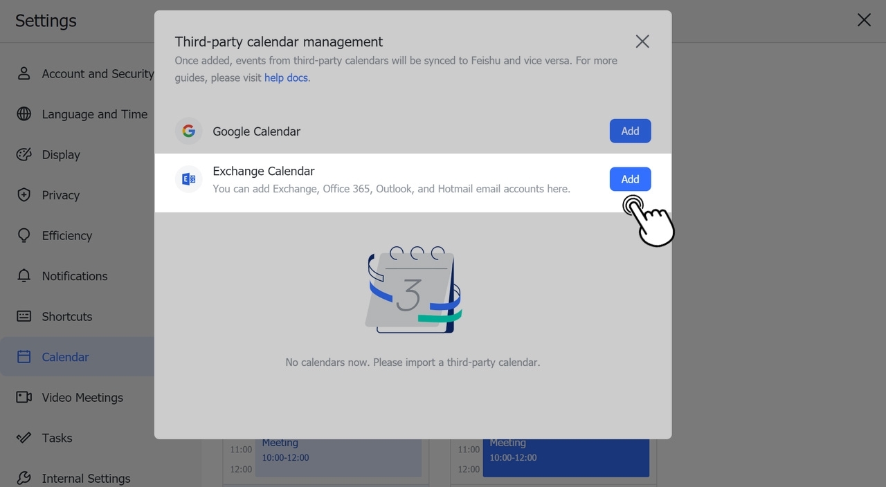 Sync third-party calendars with Lark Calendar Sync third-party calendars with Lark Calendar