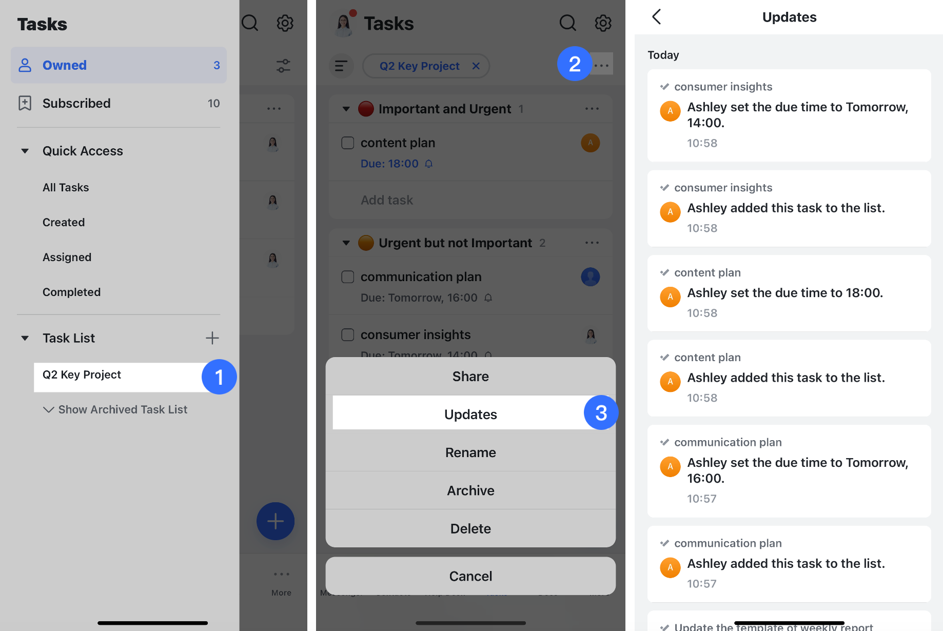 Tasks updates