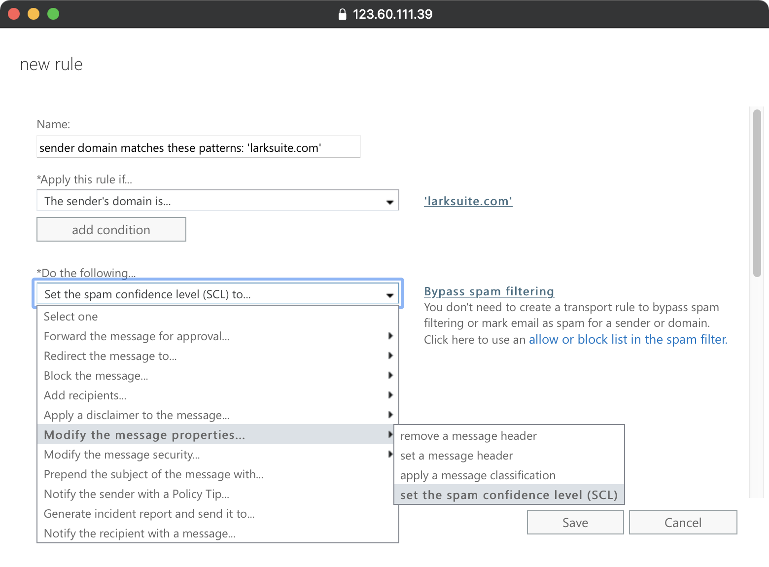 Admin | Configure email domain allowlist in the Exchange admin console