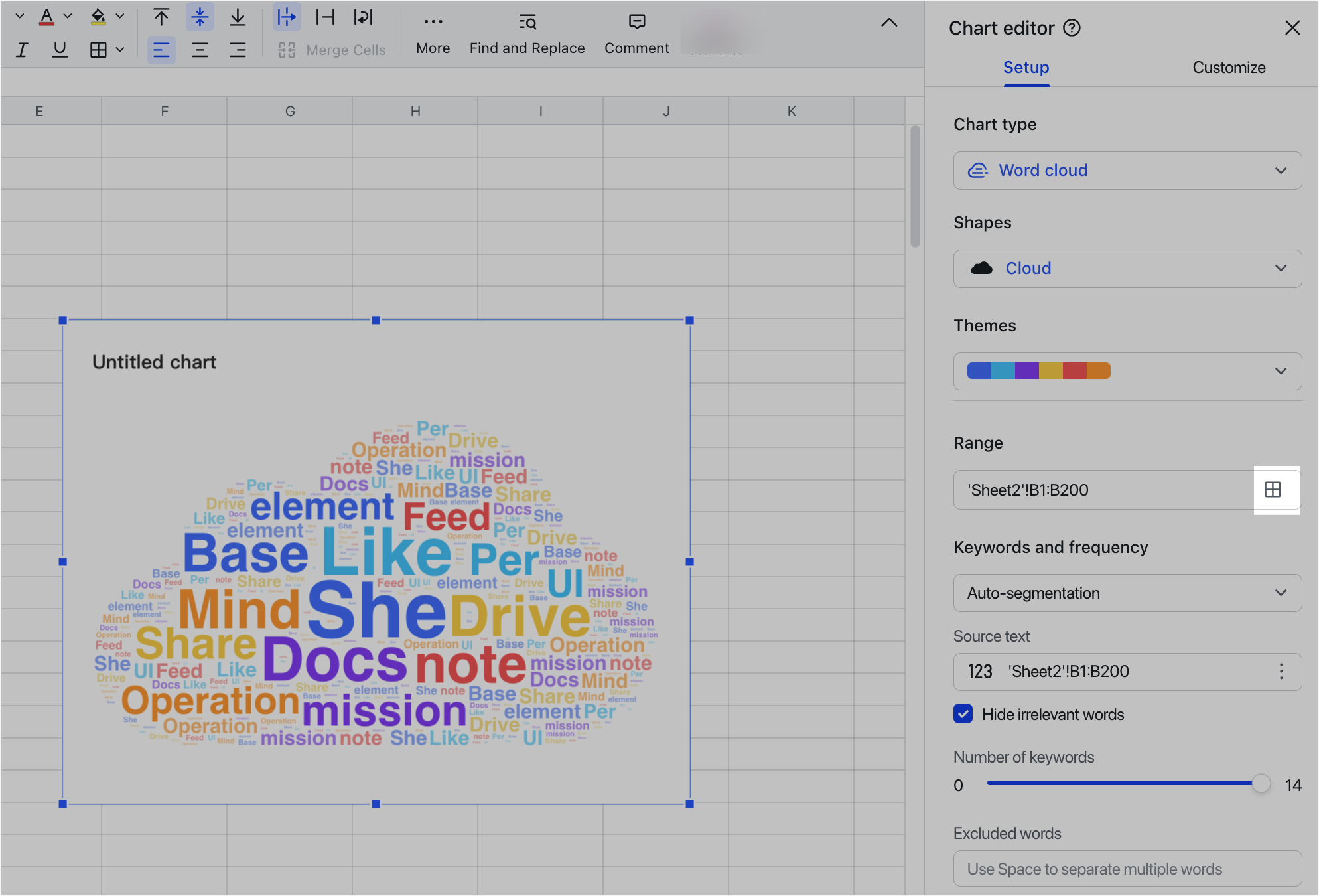 Use word clouds in Sheets
