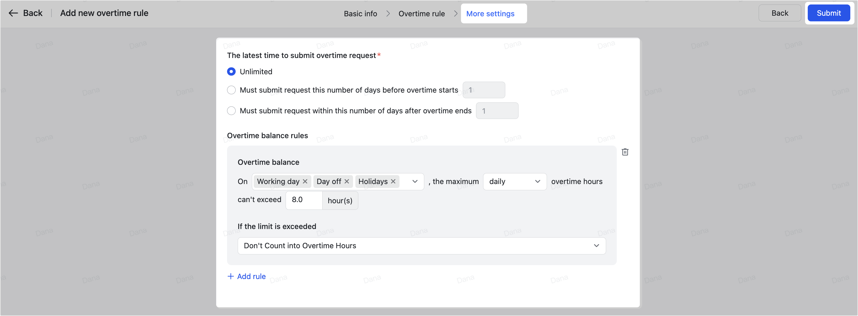 Admin | Configure overtime rules