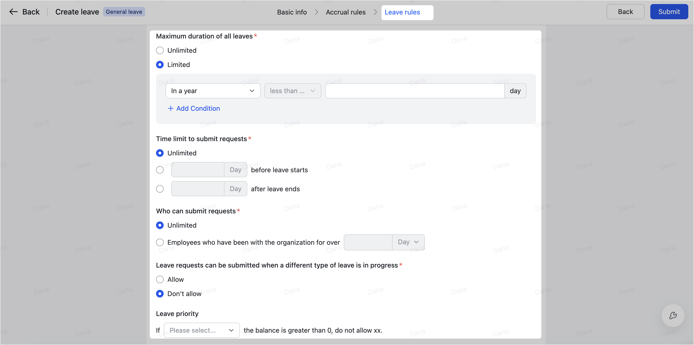 Admin | Configure leave type and rules