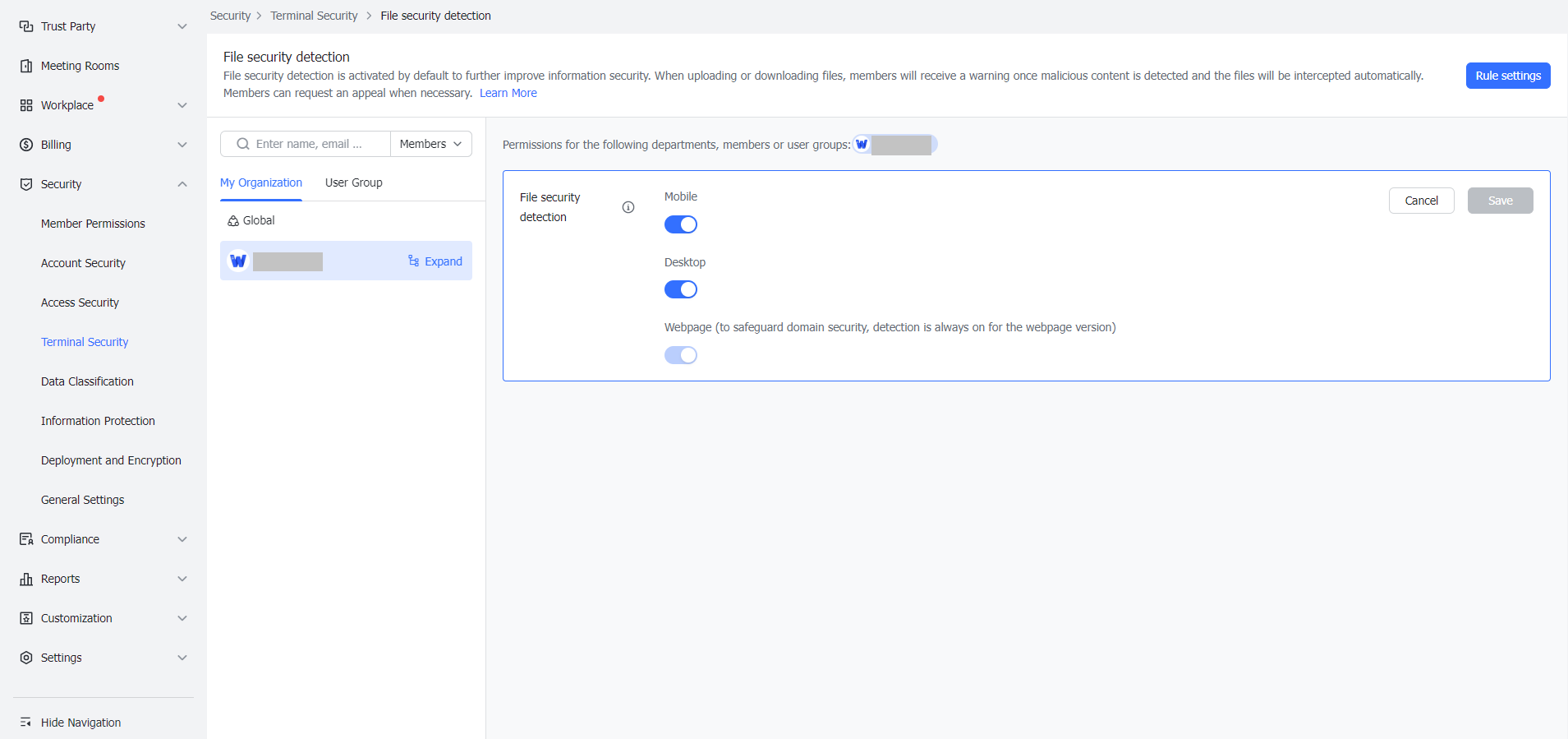 Admin | Set up file security detection