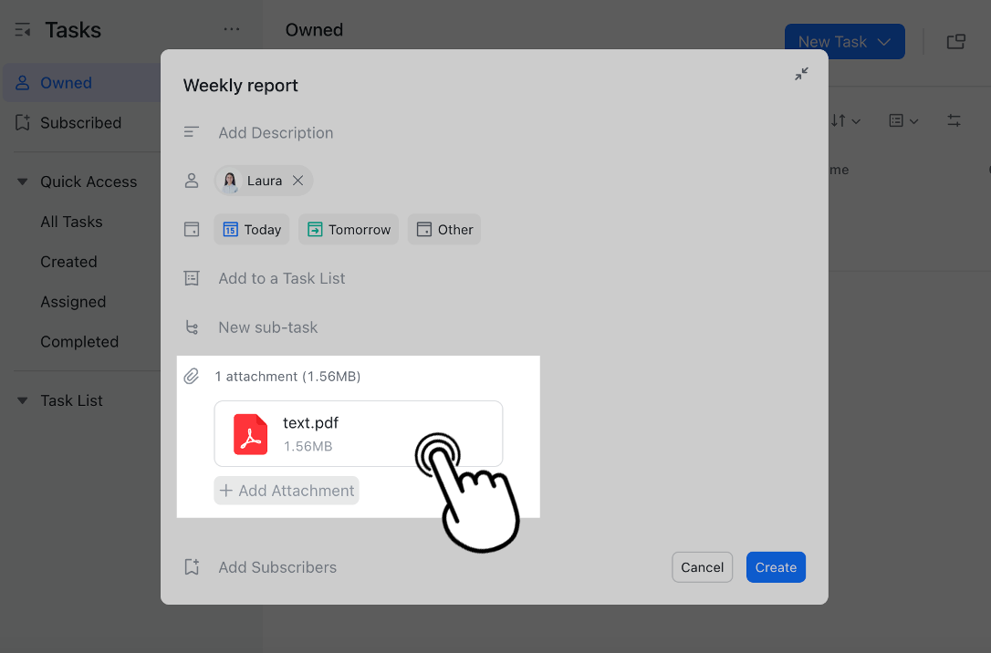 タスクにファイルを添付する
