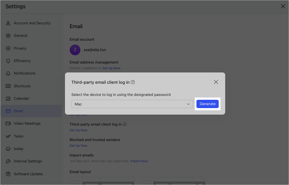 Log in to Lark Mail through a third-party email client