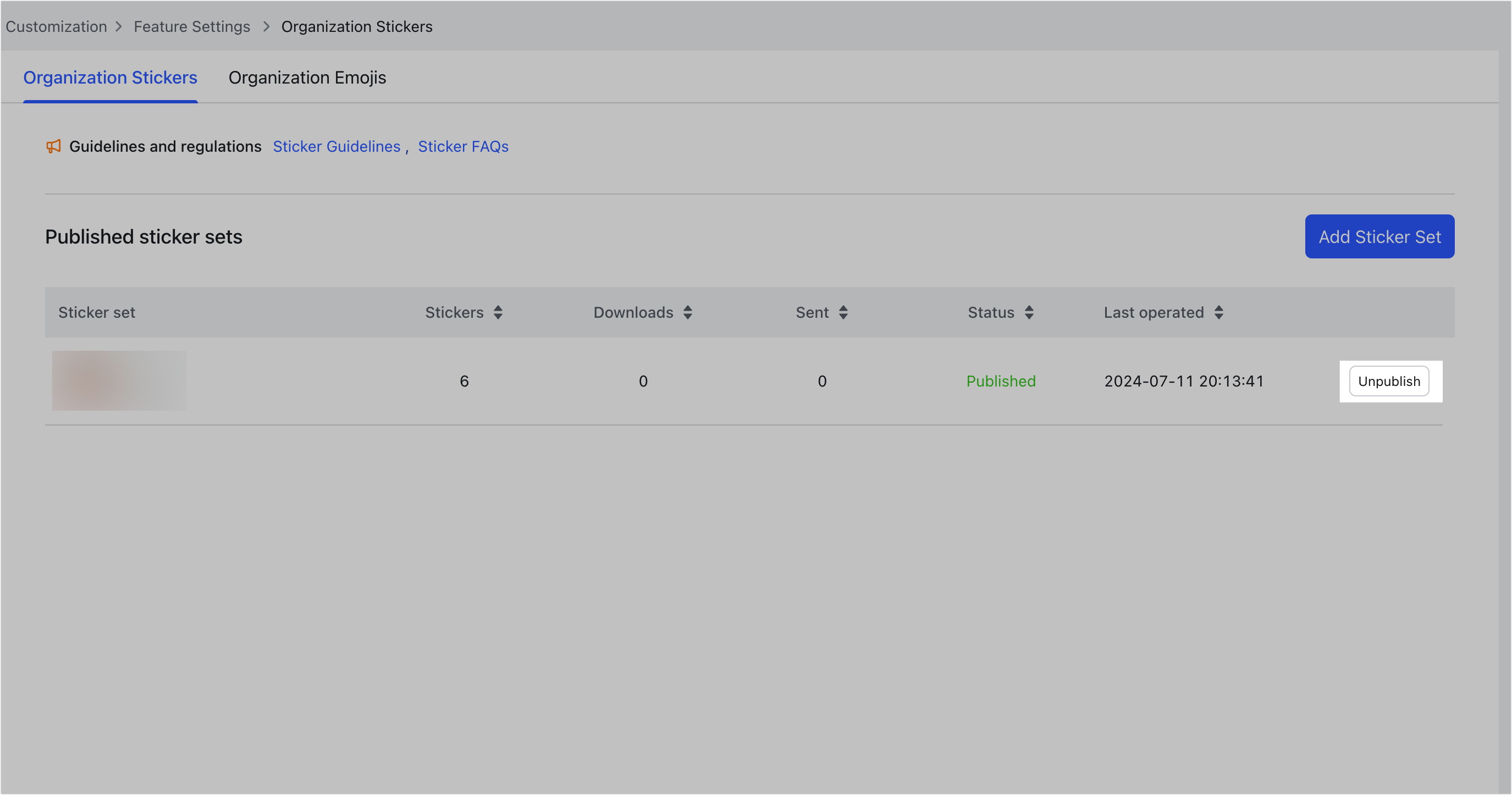 Admin | Upload and manage custom stickers
